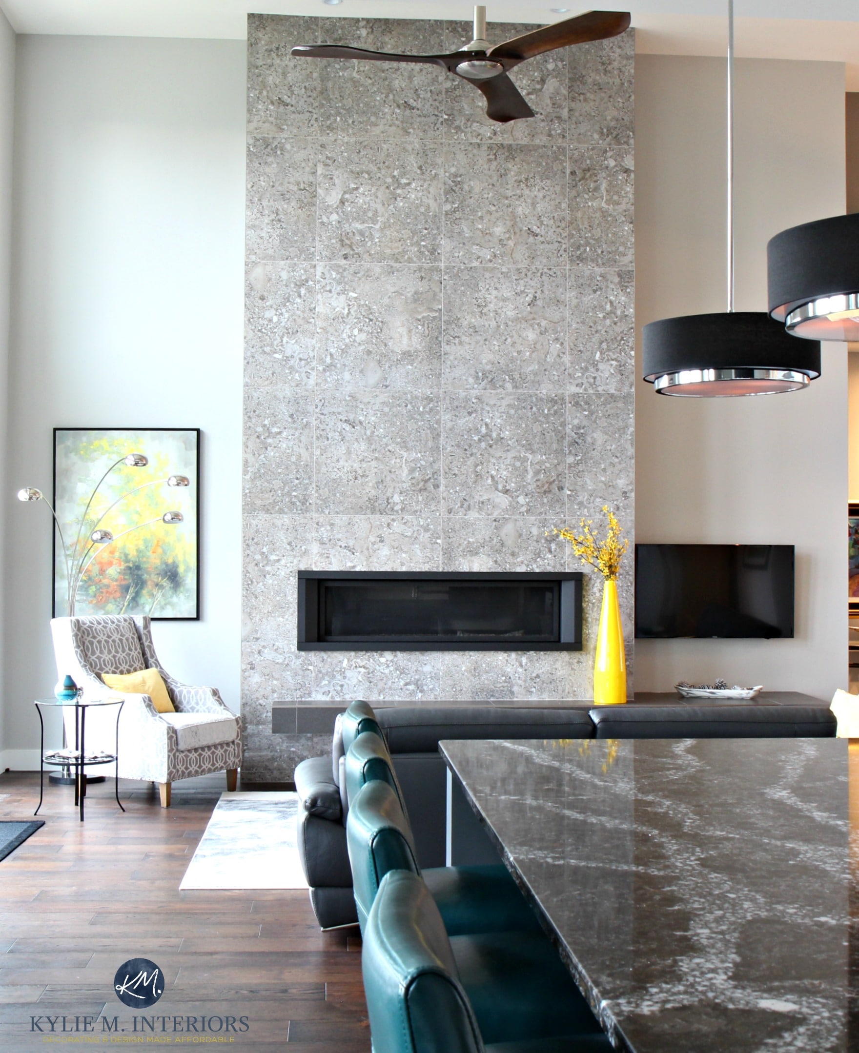 Contemporary 2 Storey Fireplace With Modern Tile Linear Gas Fireplace
