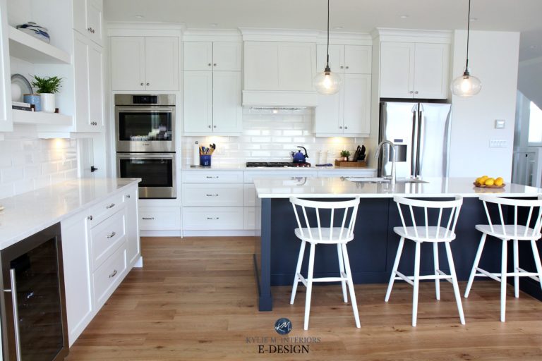 Sherwin Williams Pure White & Cyberspace Kitchen & Dining Room