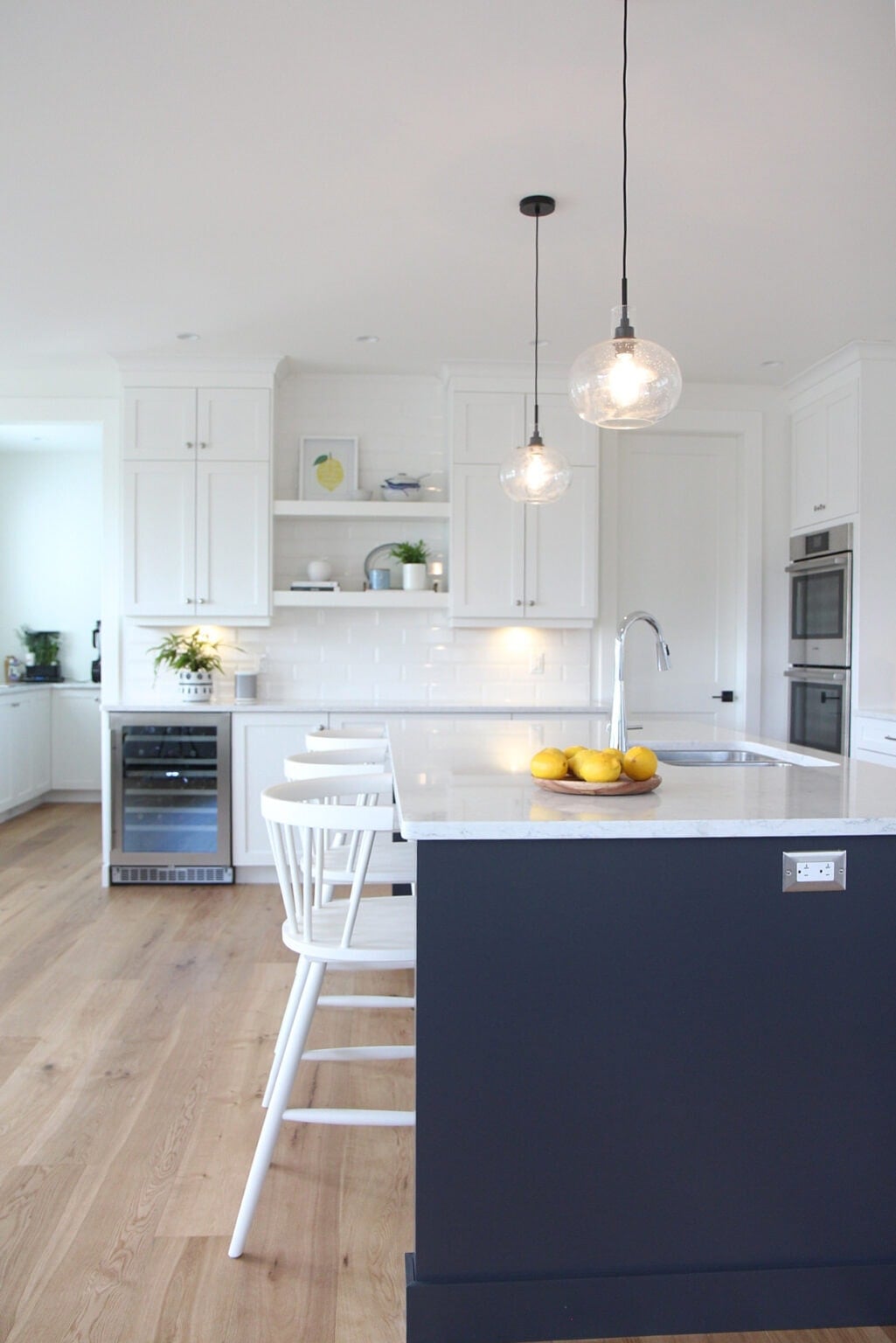 Sherwin Williams Pure White & Cyberspace Kitchen & Dining Room