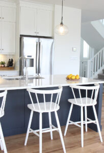 Sherwin Williams Pure White & Cyberspace Kitchen & Dining Room